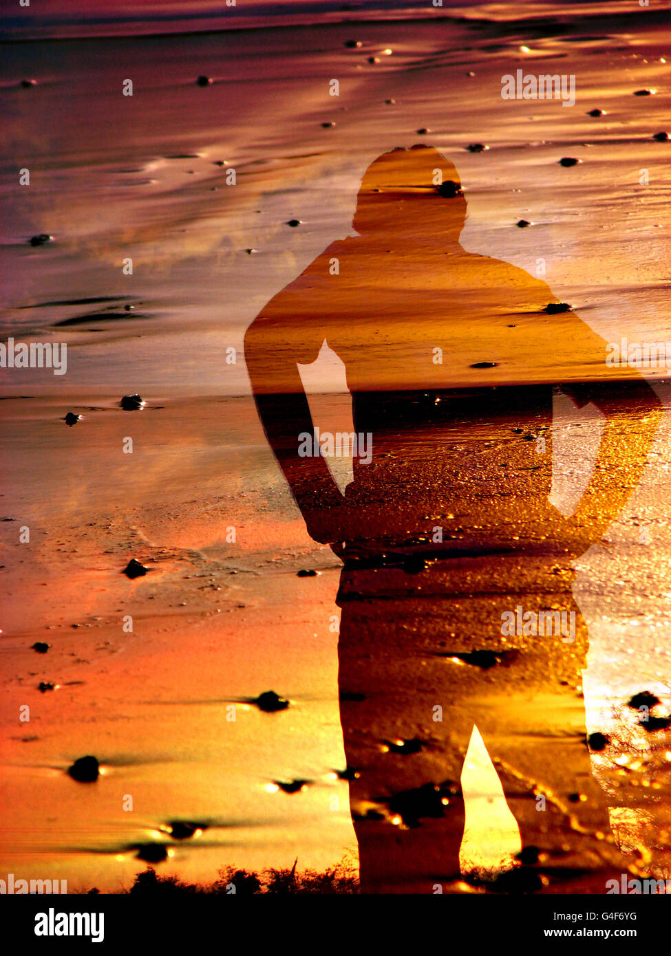Sunset Shadow on Beach Stock Photo - Alamy