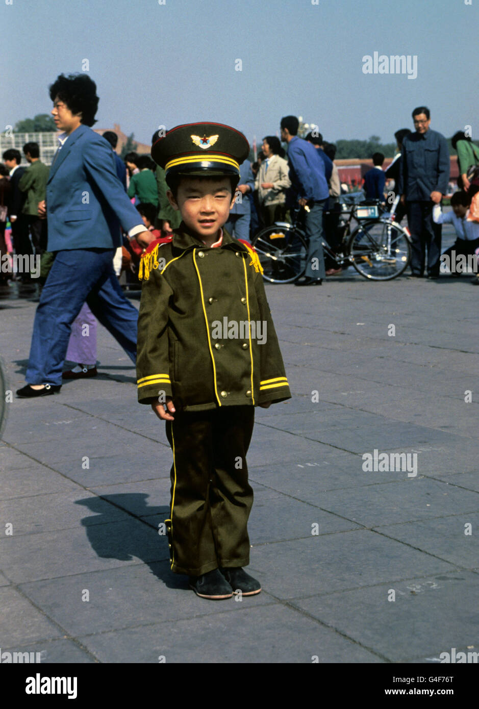 Chinese boy in soldiers outfit in beijings tiananmen square hi-res ...