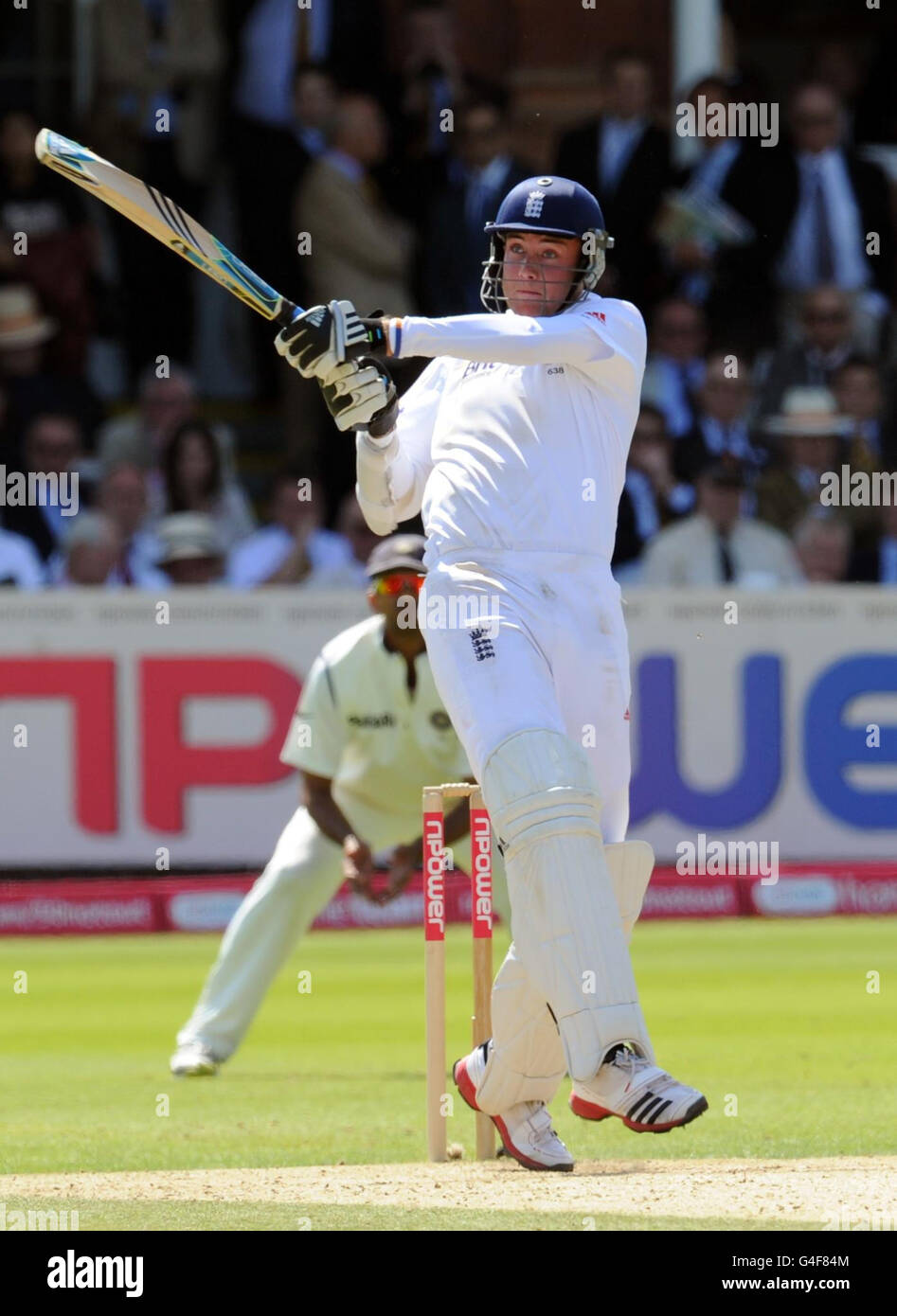 England's Stuart Broad bats during day four of the First npower Test at ...