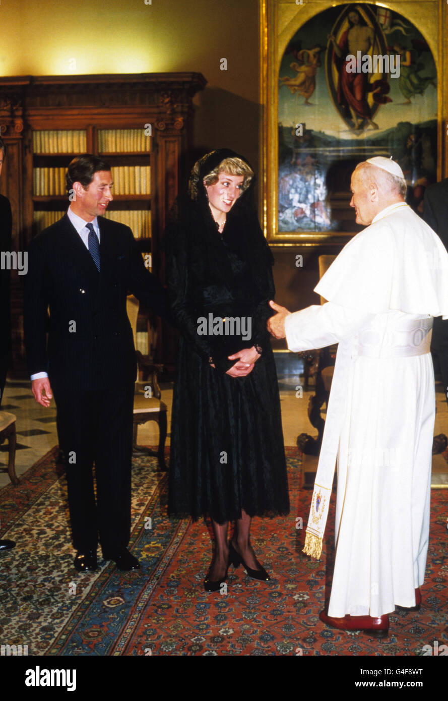 The Prince and Princess of Wales meet Pope John Paul II at the Vatican ...