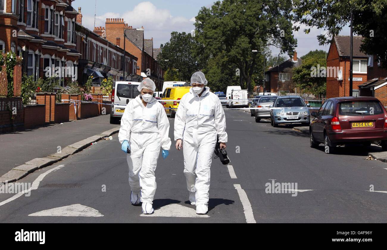 Scenes of crime officers pictured on Shrewsbury Street, Manchester ...
