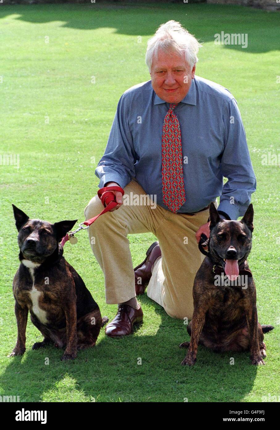Former Labour M.P. Roy Hattersley with his dog 'Buster' (Right) and his ...