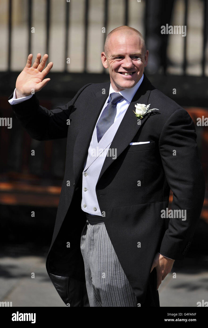 England rugby player Mike Tindall arrives at Canongate Kirk in ...