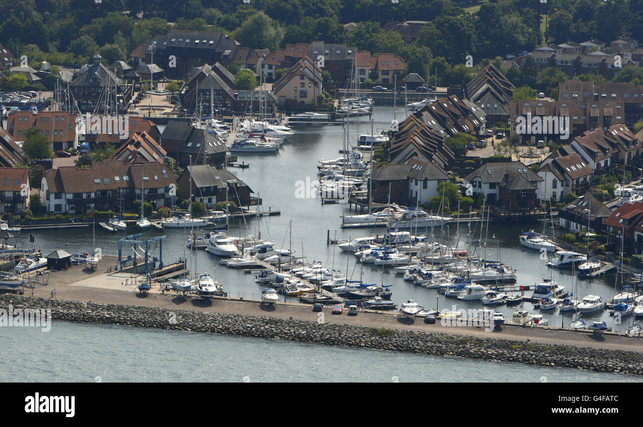 A general aerial view of the marina development at Hythe near ...