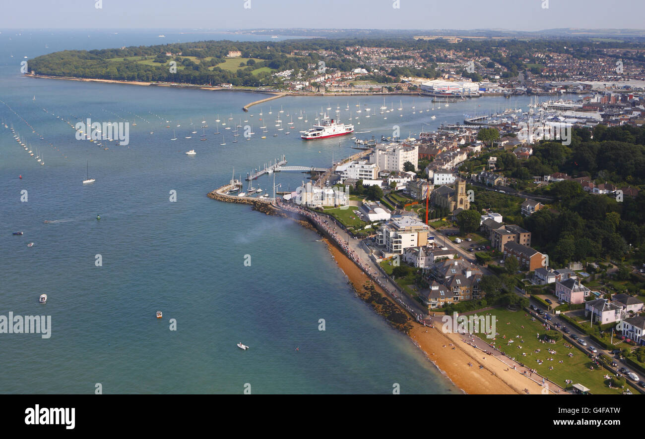 A general view of Cowes waterfront on the Isle of Wight including the ...