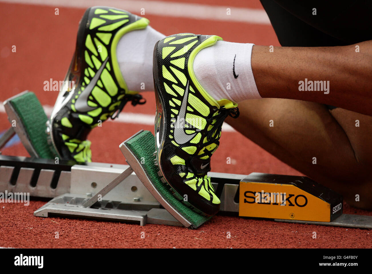 Athlete in starting blocks aviva uk trials championships alexander ...