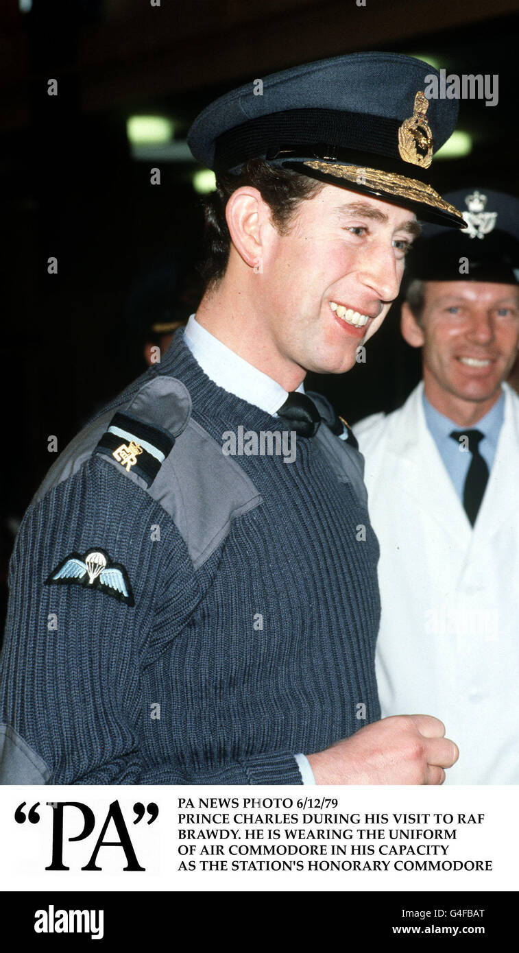 PA NEWS PHOTO 6/12/79 PRINCE CHARLES DURING HIS VISIT TO RAF BRAWDY. HE ...