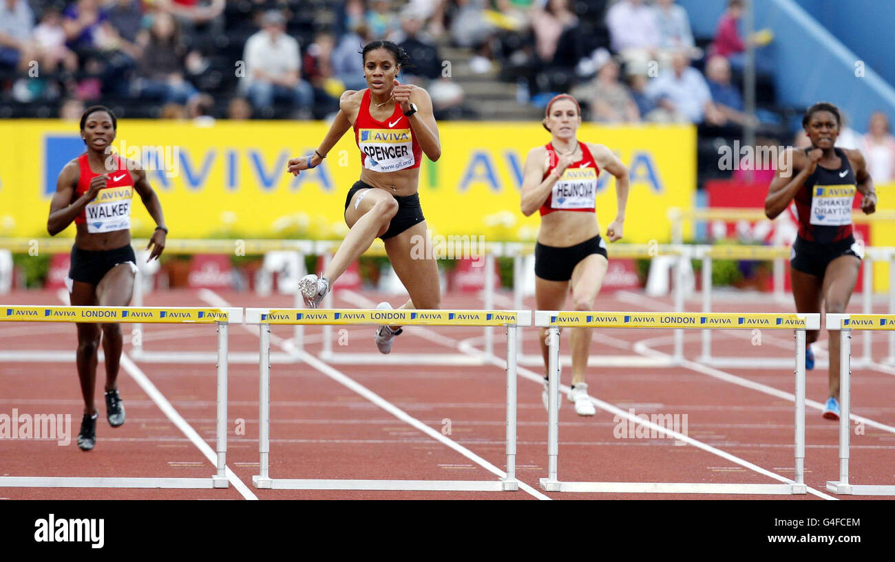 Jamacia's Kaliese Spencer (second left) goes on to win the Women's 400m ...