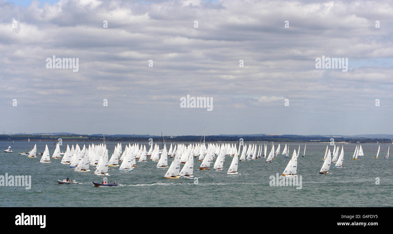 The 100 X One Design (XOD) boats get underway on the fourth day of the ...