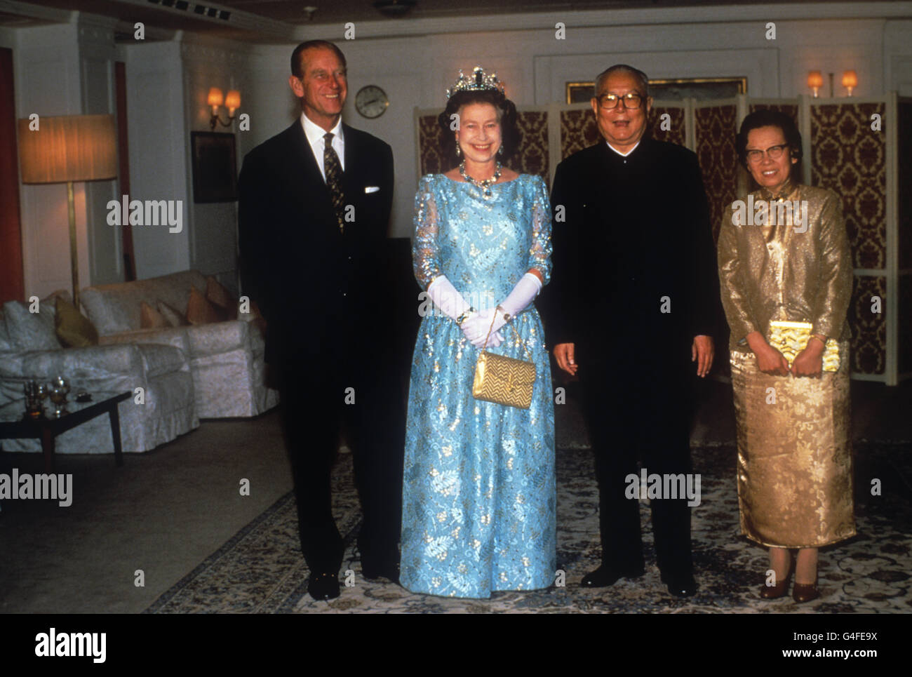 The Queen with the Duke of Edinburgh on board the royal yacht Britannia ...