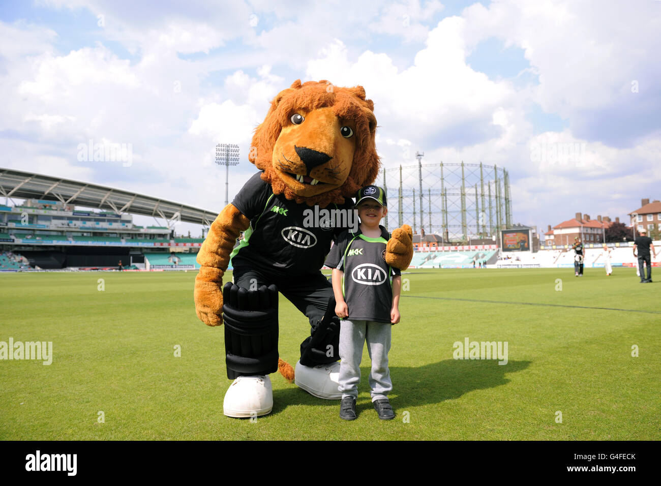 Surrey mascot Caesar the Lion with the matchday mascot Stock Photo - Alamy