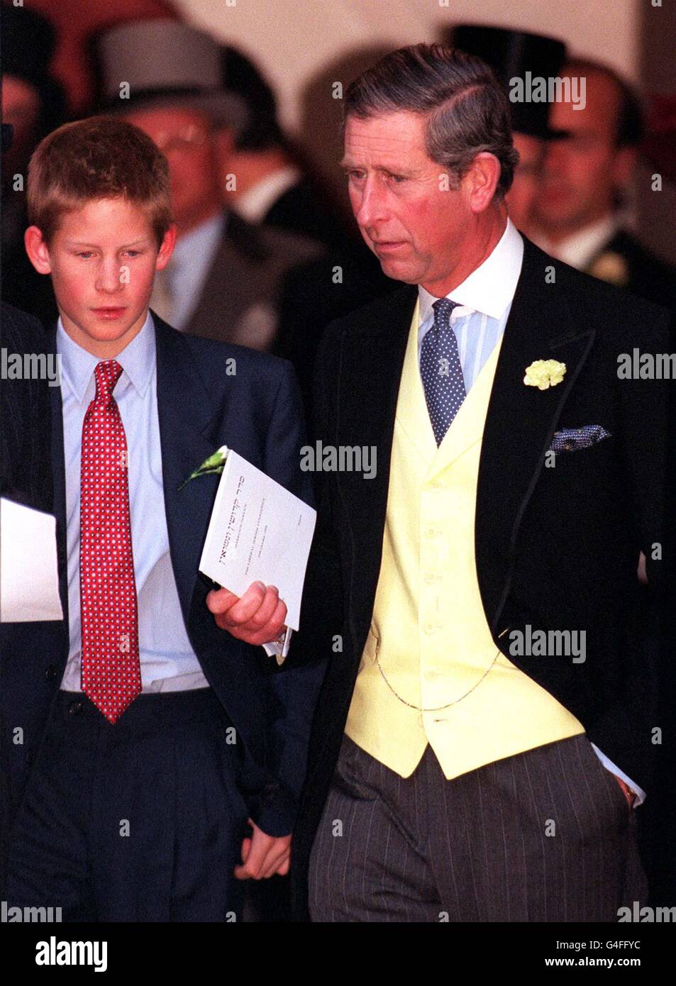 The Prince of Wales and his younger son Prince Harry attend the wedding ...