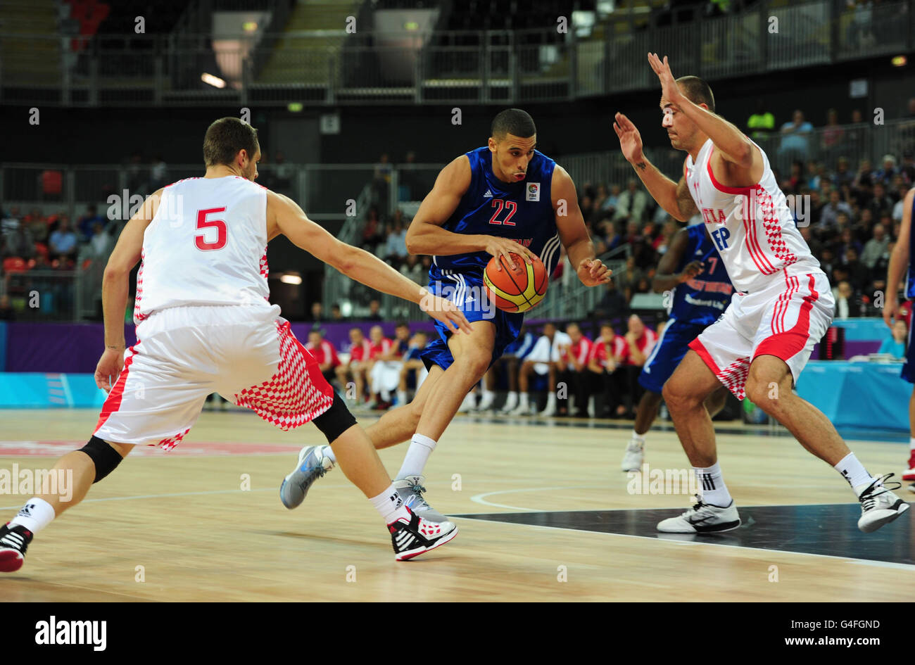 Great Britain's Ryan Richards breaks through the Croatia defence during ...