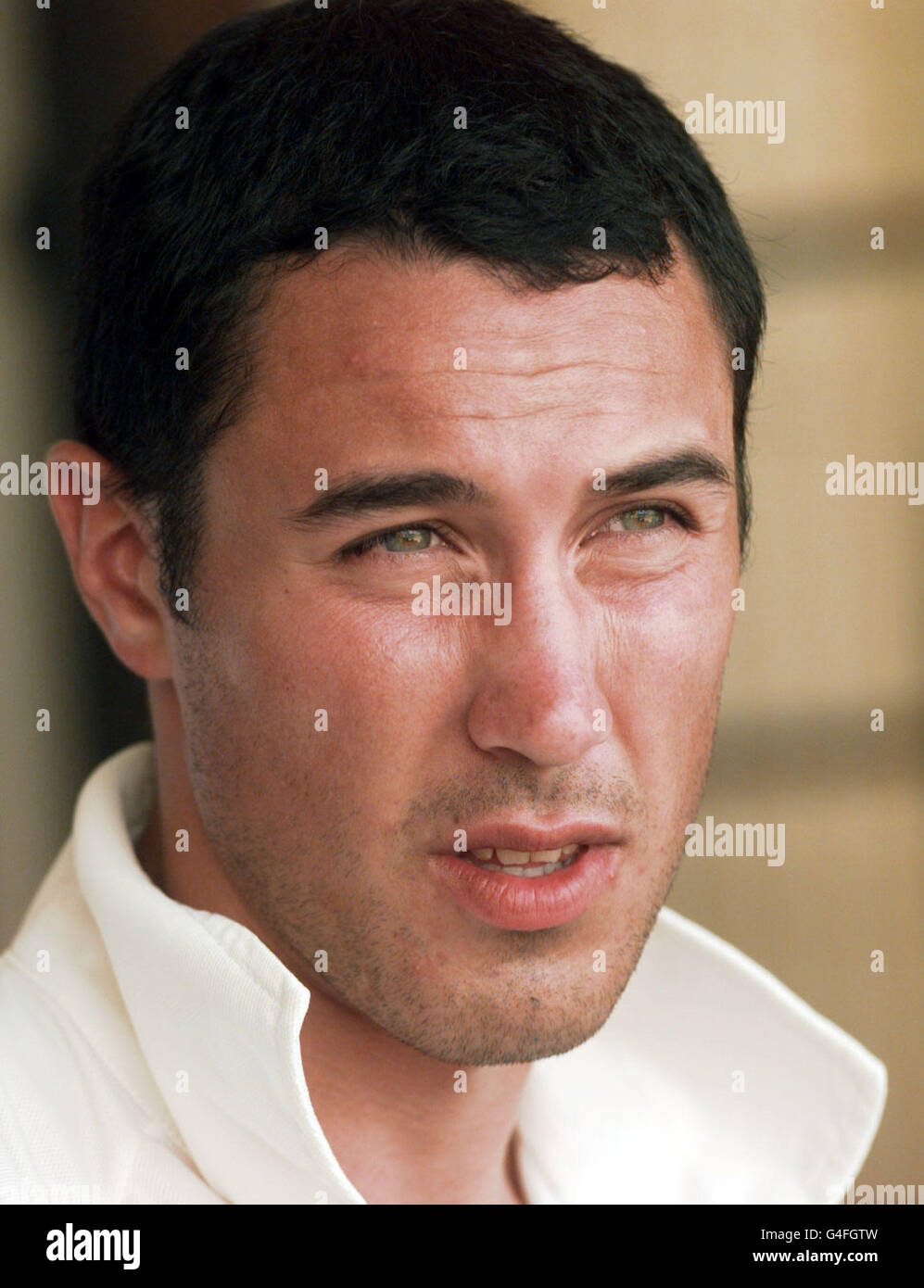 England's Ben Hollioake in pensive mood after light training at the ...