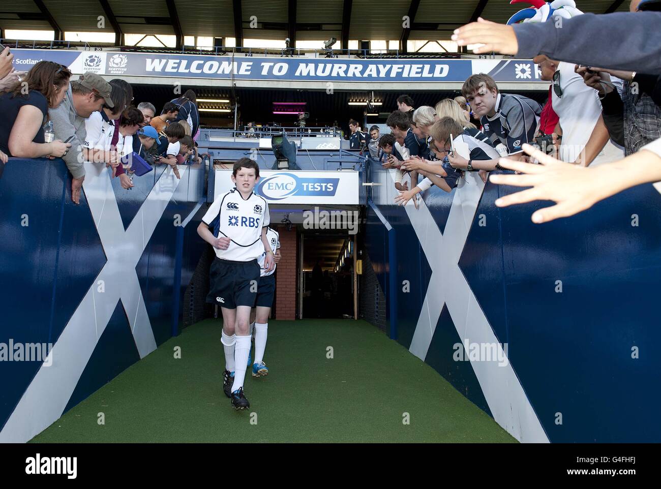 Mascots prepare emc test murrayfield hi-res stock photography and ...
