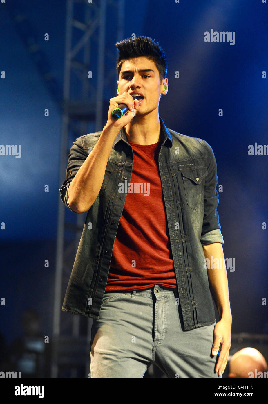 Siva from The Wanted performing on The Arena stage, during the V ...