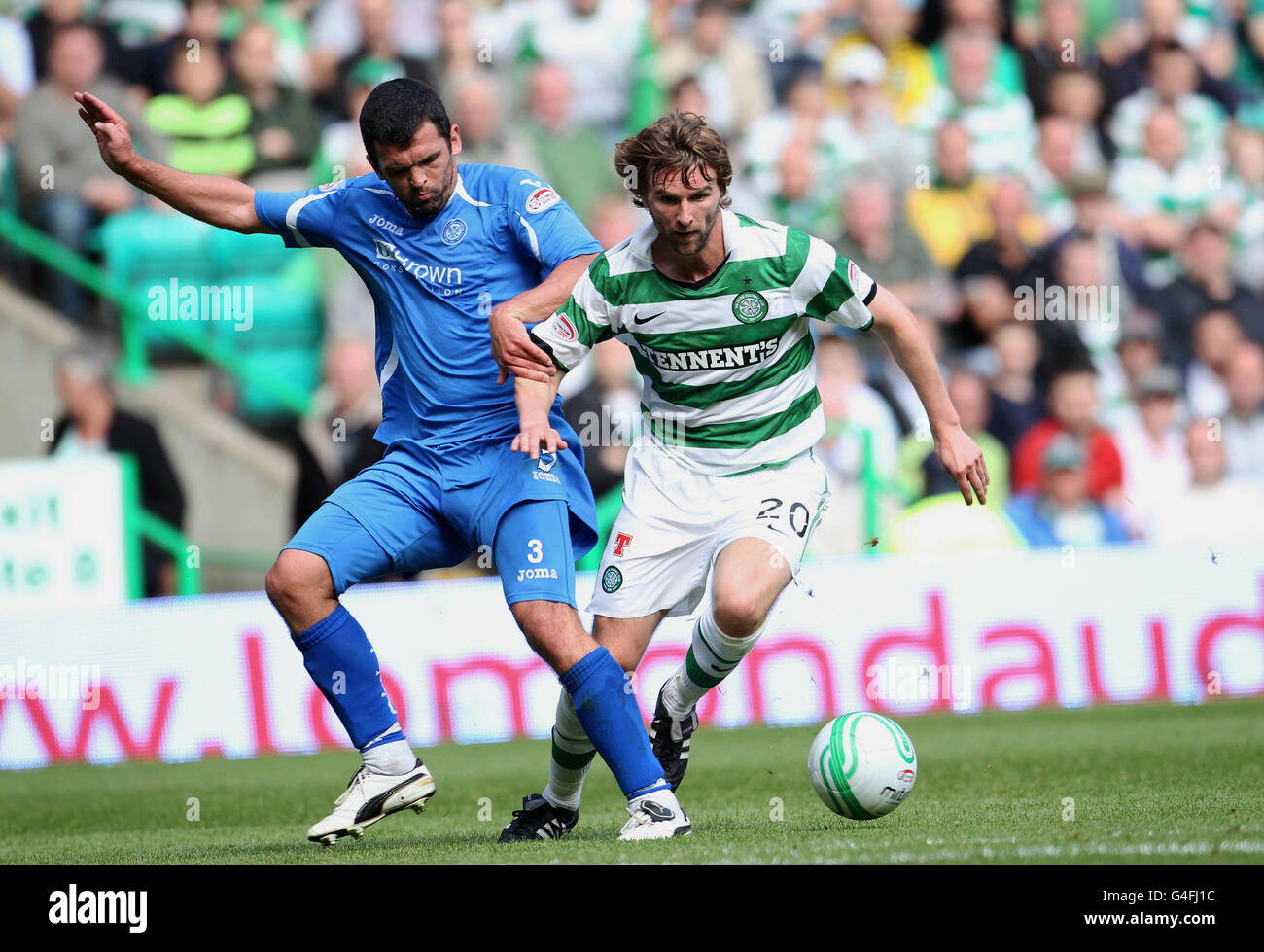 Celtic's Patrick McCourt (right) and St Johnstone's Callum Davidson ...