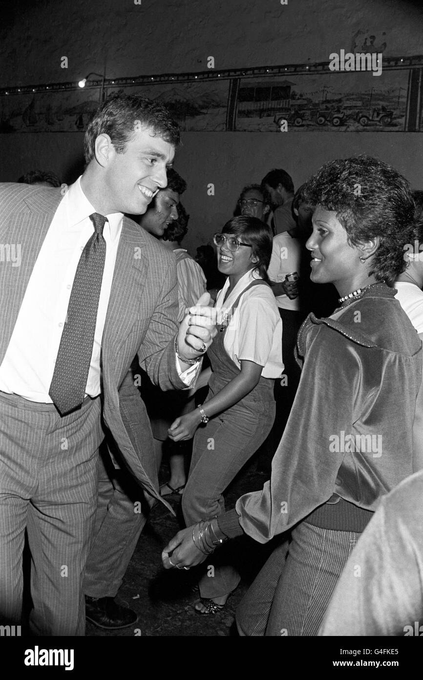 Prince Andrew dances with St Helena island girl Deborah Yon, 21, at the ...