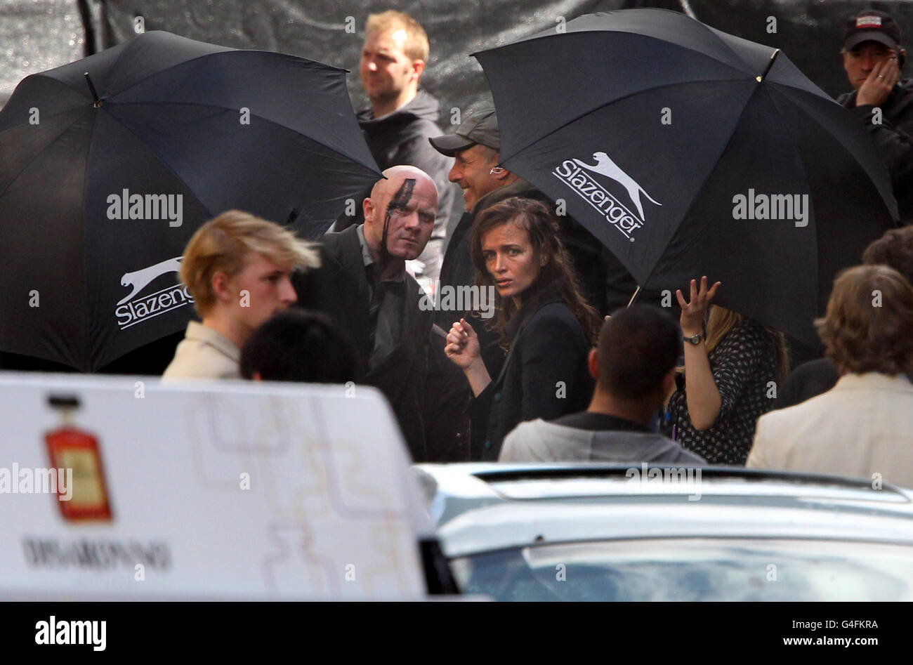 Zombie characters in George Square, Glasgow as filming of World War Z ...