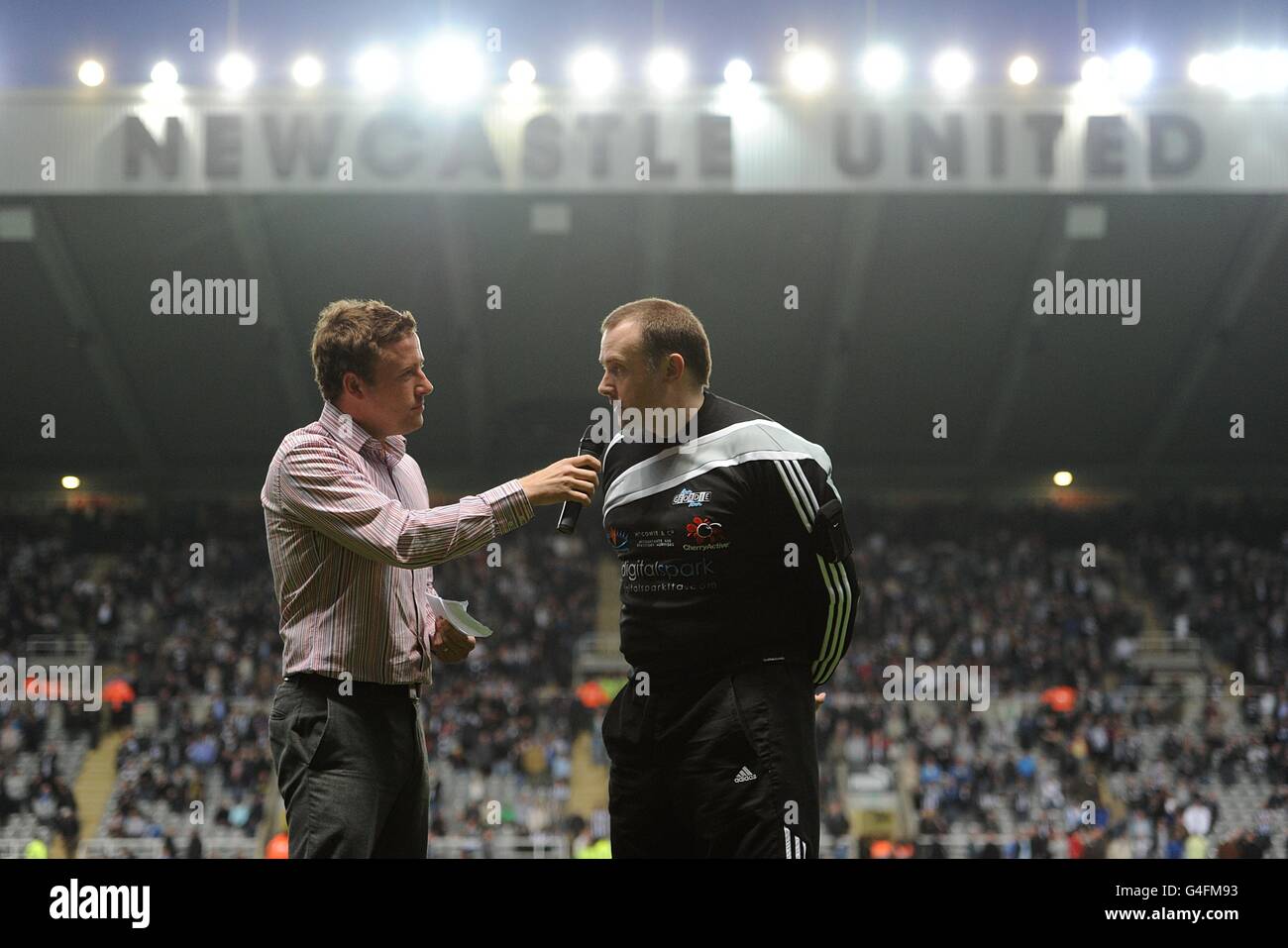 Wayne Allison is paraded on the pitch before he begins his 'Run Geordie ...