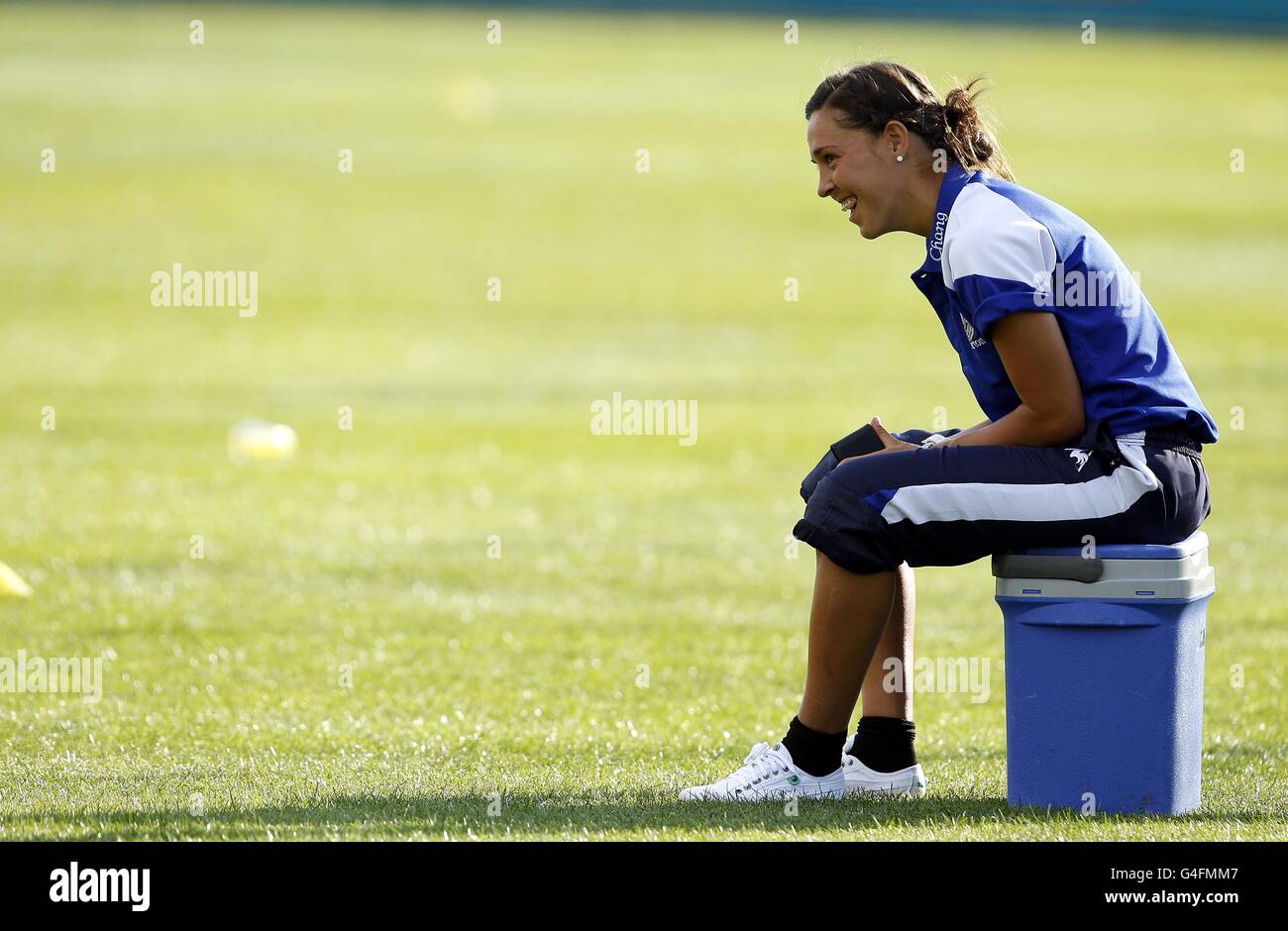 Everton Ladies warm up before their game against Liverpool ladies at ...