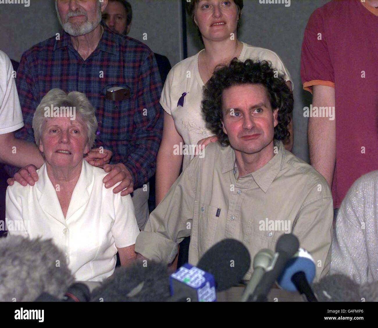 British hostage Jon James with his mother Doris during a news ...
