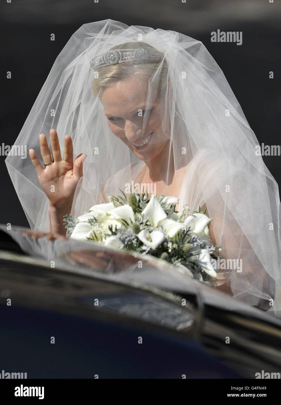 Zara Phillips arriving for her wedding to Mike Tindall, at Canongate ...
