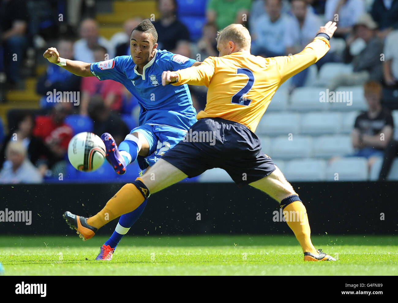 Everton's Tony Hibbert (right) in action with Birmingham City's Nathan ...