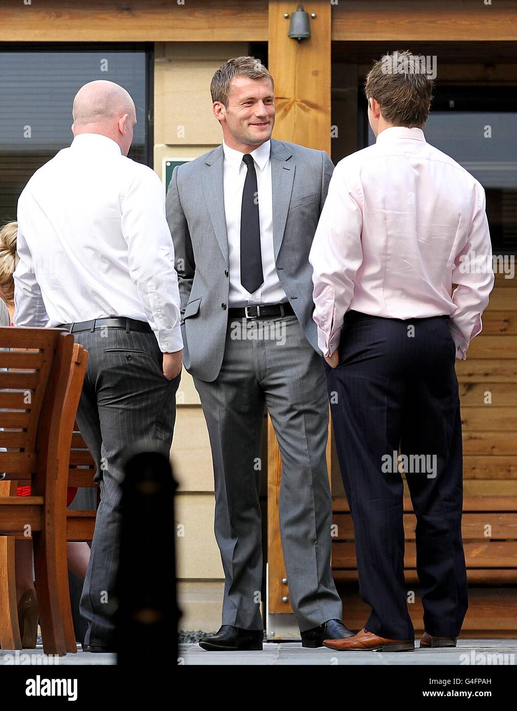 (left to right) Rugby players Scott Lawson, Mark Cueto and Rory Lawson ...