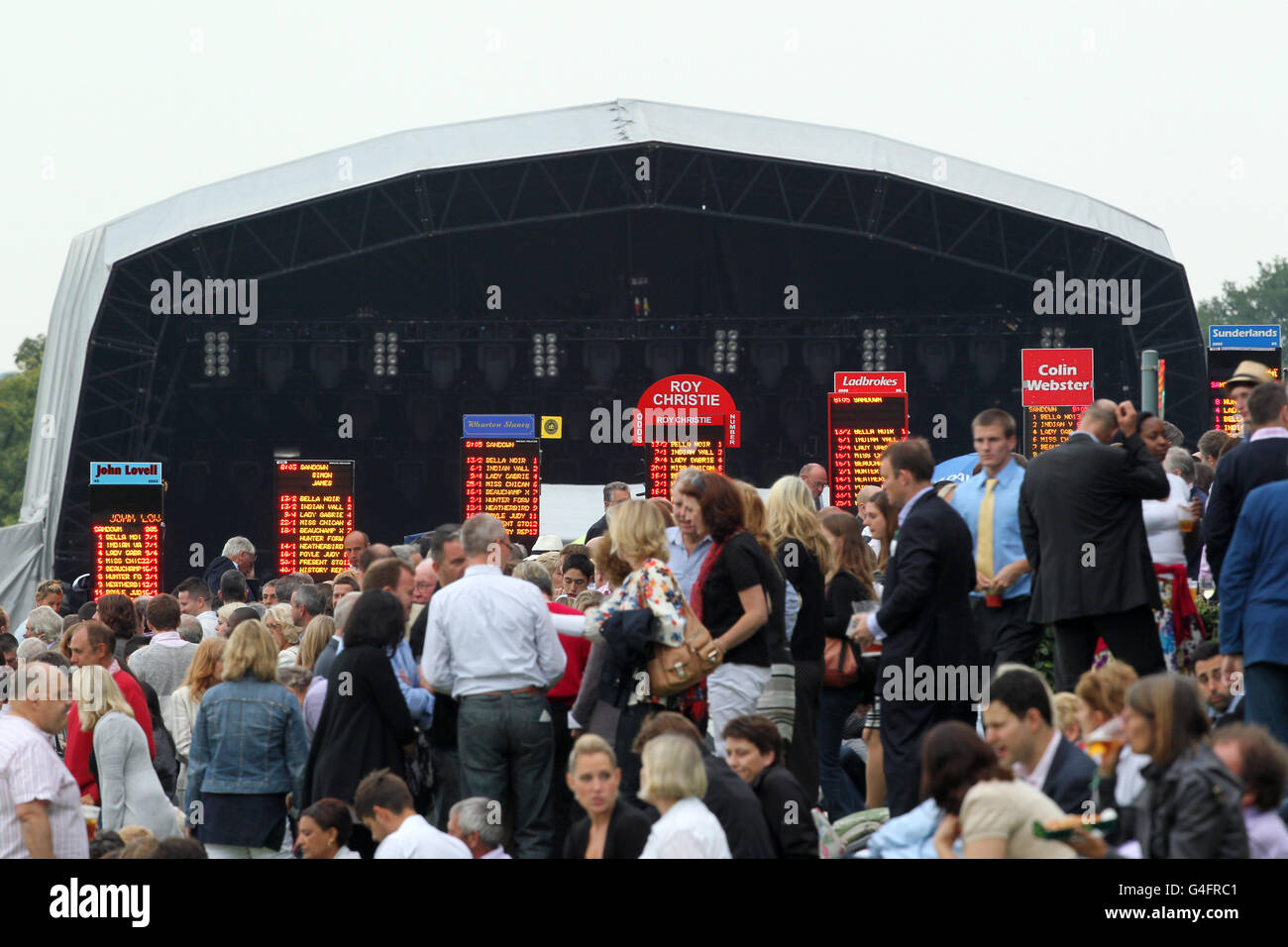 Horse Racing - Tom Jones Music Night - Sandown Park. Racegoers place ...