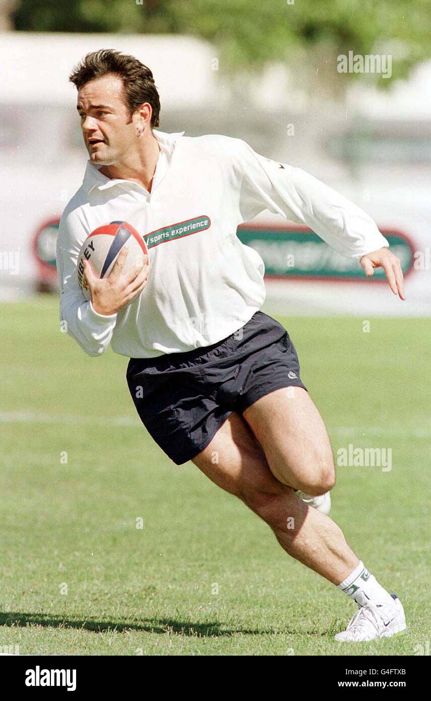 Former England rugby captain Will Carling rugby trains during a ...