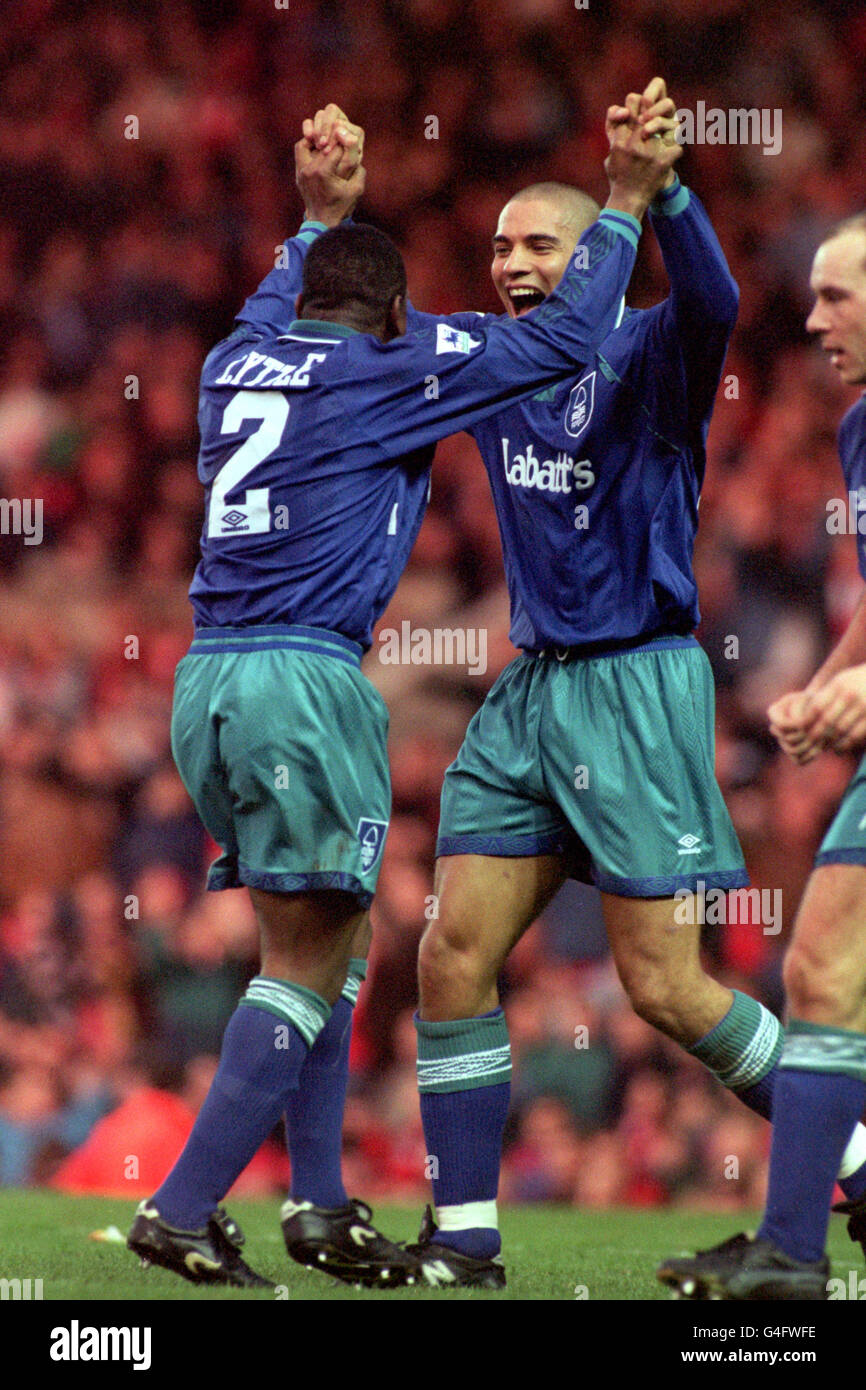 Nottingham forests stan collymore and des lyttle celebrate a goal hi ...