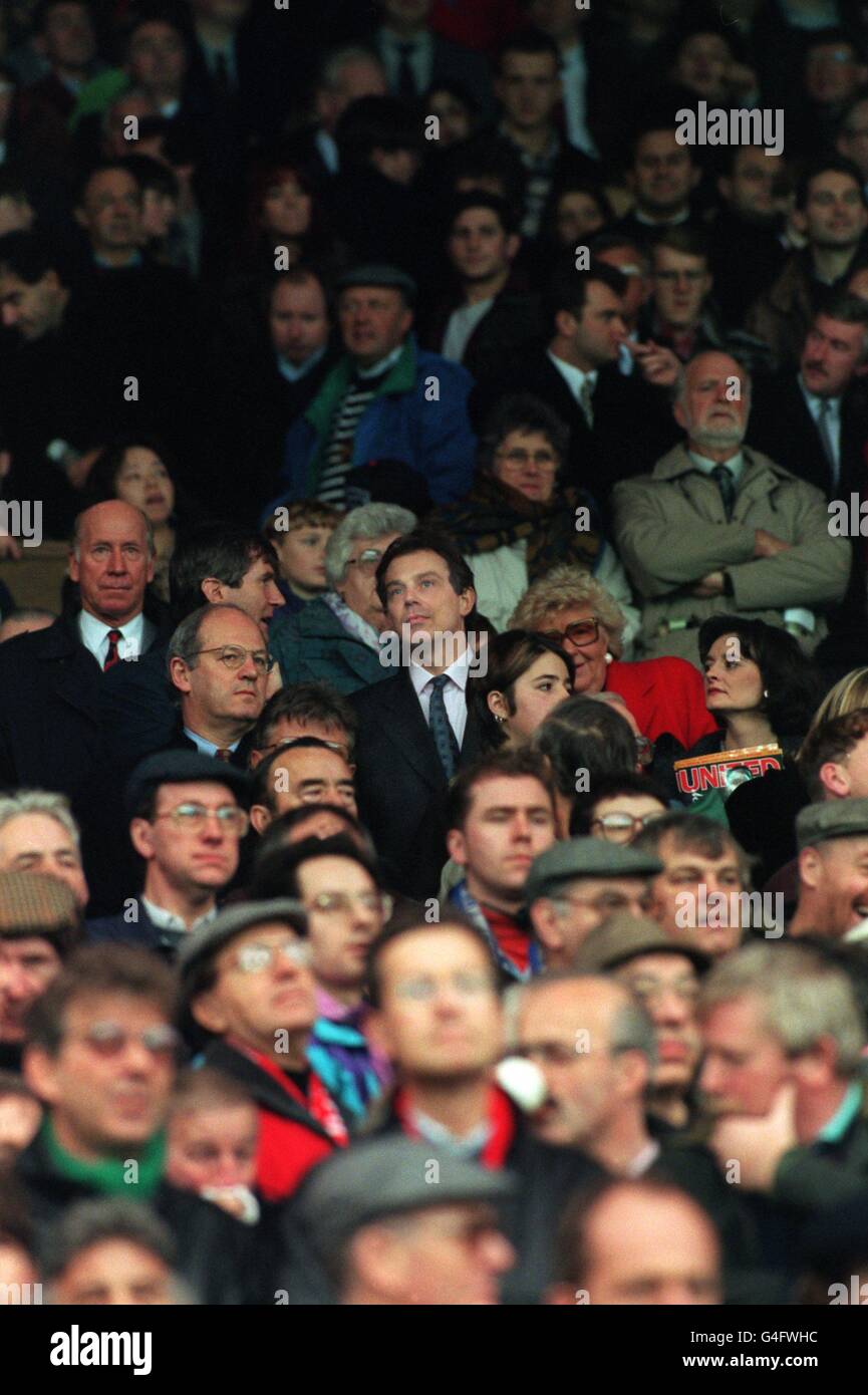 LABOUR LEADER TONY BLAIR IN THE CROWD AT OLD TRAFFORD FOR MANCHESTER ...