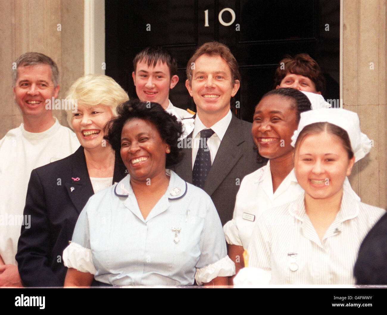 Tony blair with seven nurses from sandwell healthcare nhs trust hi-res ...
