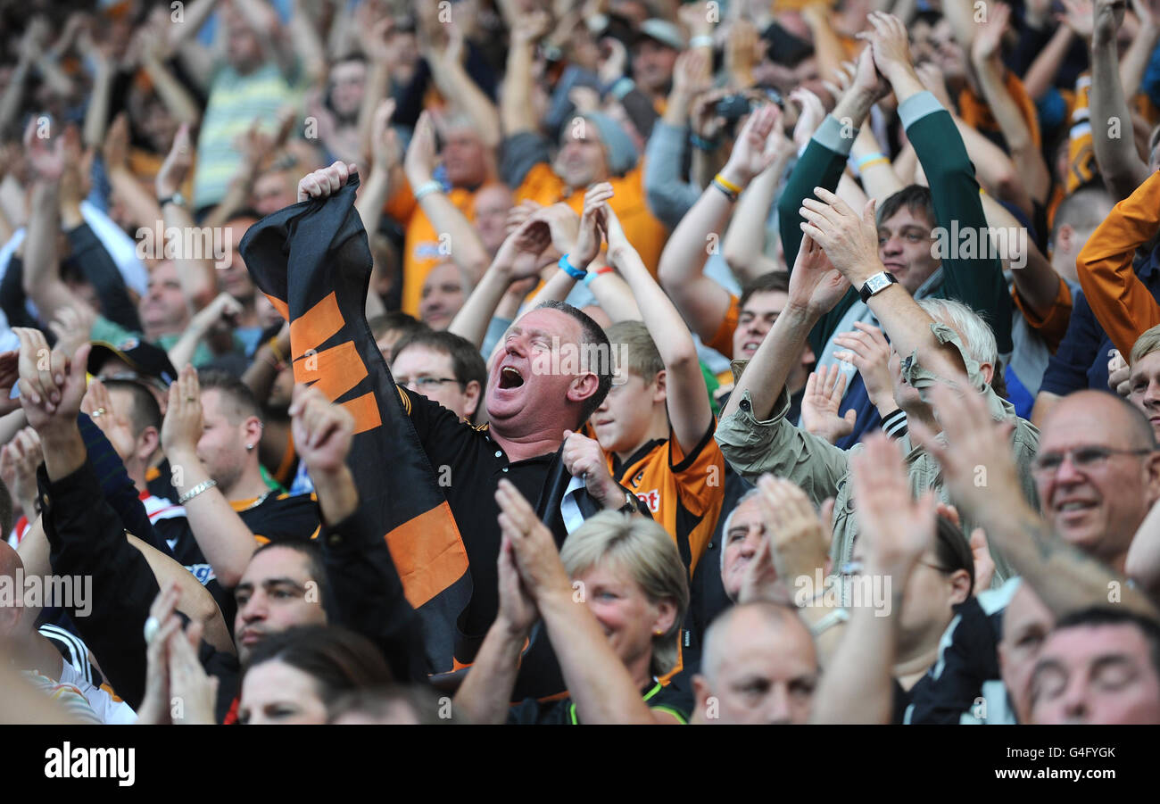 Wolverhampton Wanderers fans celebrate at the final whistle during the ...