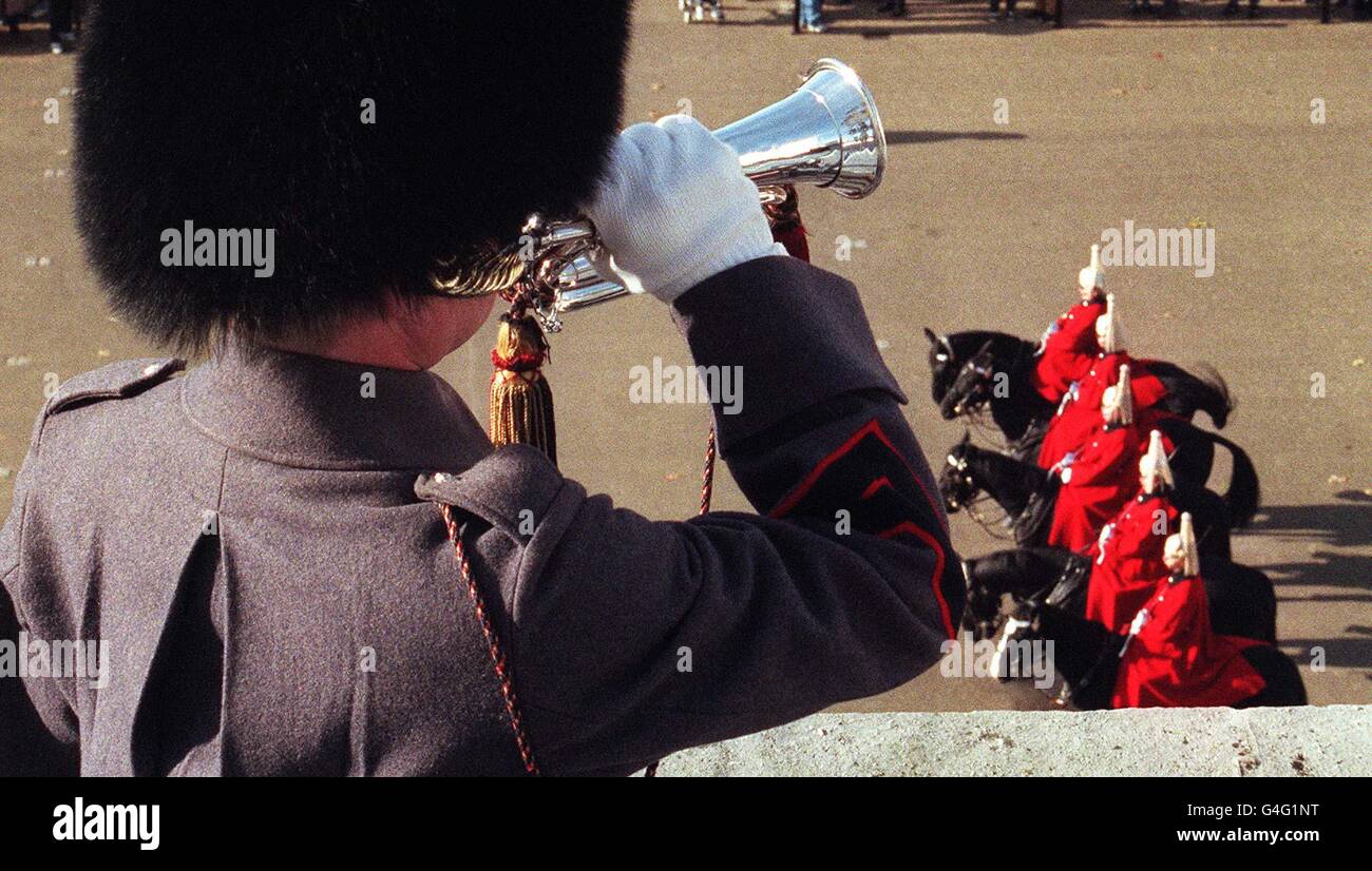 Lance Corporal Kenneth Harkness, Scots Guards, on the roof of Horse ...