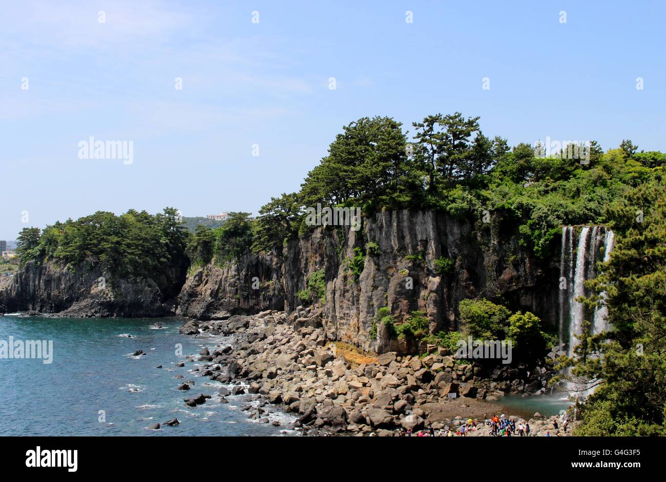 Jeju Island's Jeongbang Falls is the only waterfall in Asia to fall ...