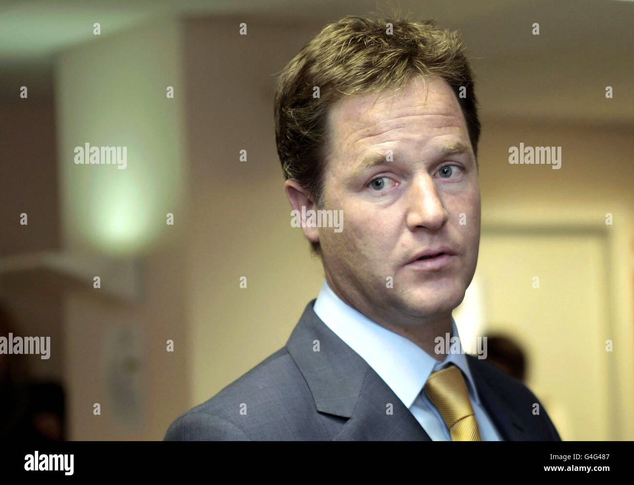 Deputy Prime Minister Nick Clegg during a visit to Kirkliston library ...
