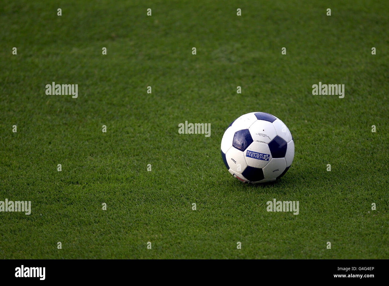 Detail of an official Blue Square Premier match ball during the warm up ...