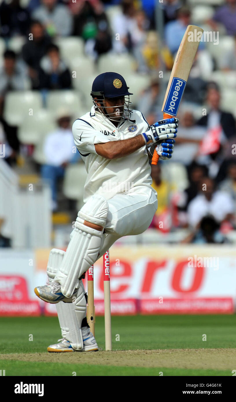 India's M S Dhoni tickles one round the corner for four Stock Photo - Alamy