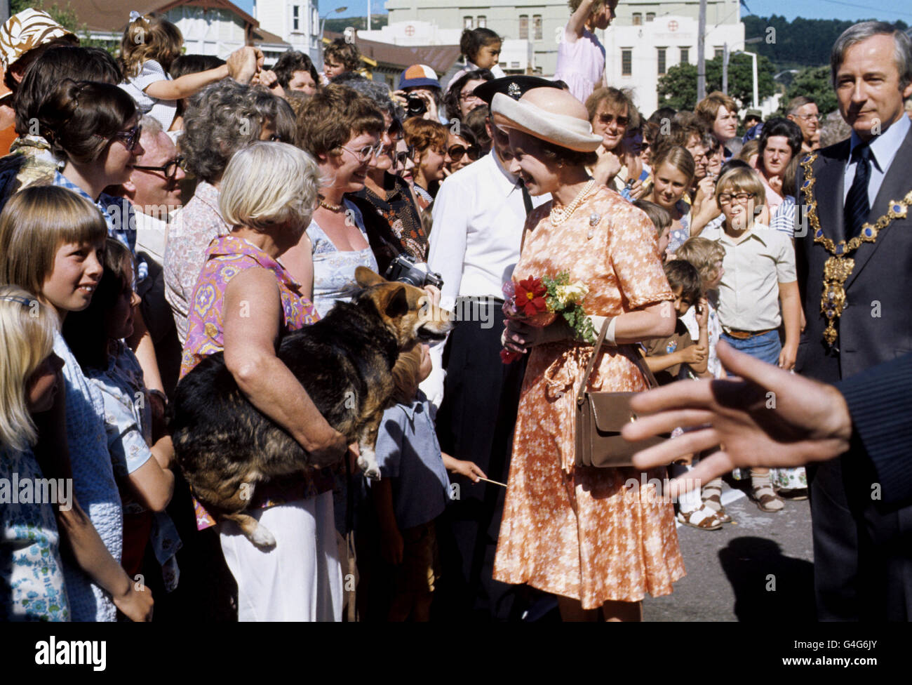 Queen Elizabeth II during a walkabout in Wellington, New Zealand ...
