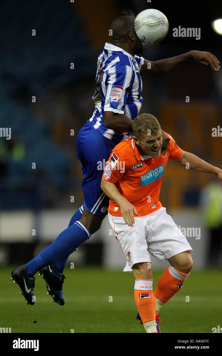 Sheffield Wednesday's Reda Johnson (left) and Blackpool's Billy Clarke ...