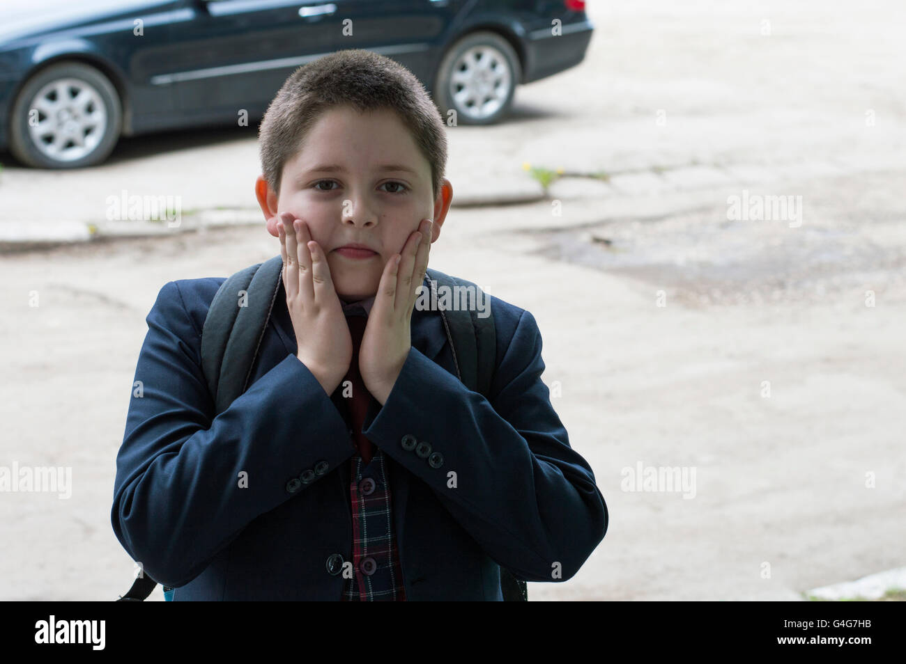 portrait of the boy of the school student after classes Stock Photo - Alamy