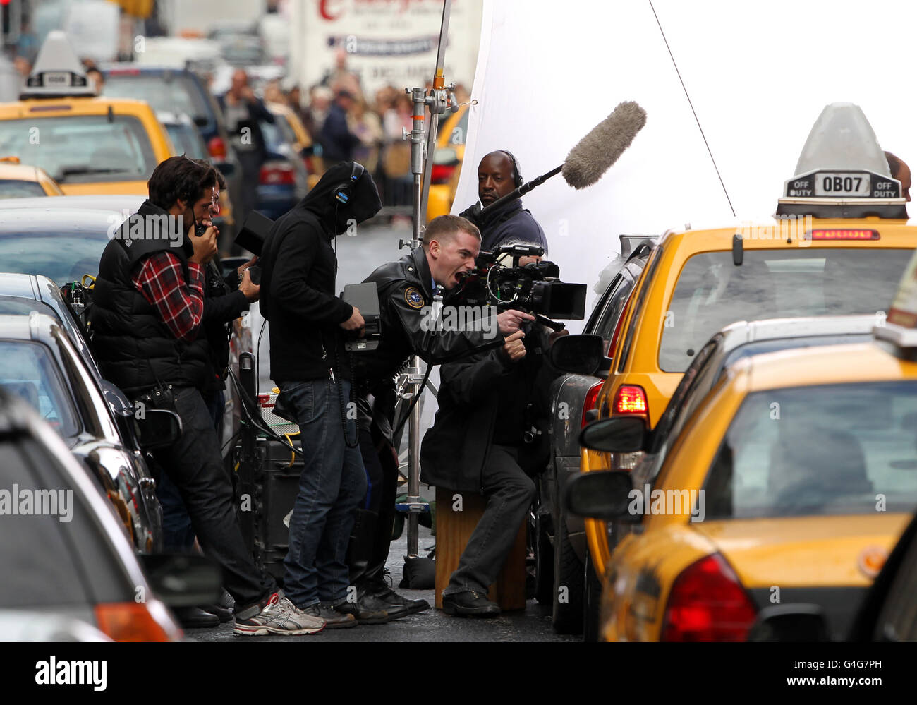 An actor on set during the filming of World War Z at George Square ...