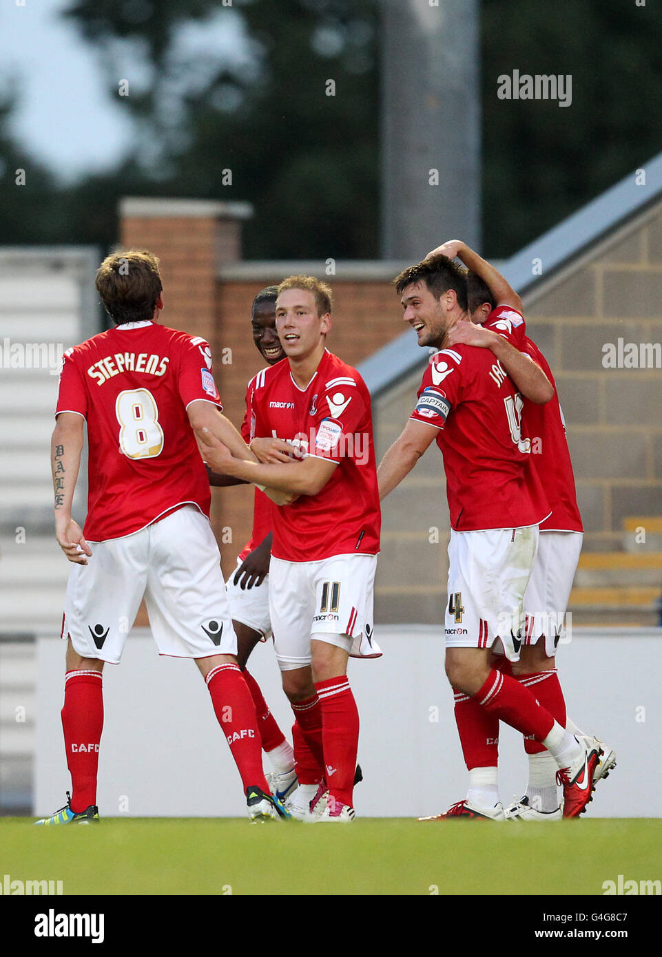 Charlton Athletics' players celebrate their second goal scored by ...