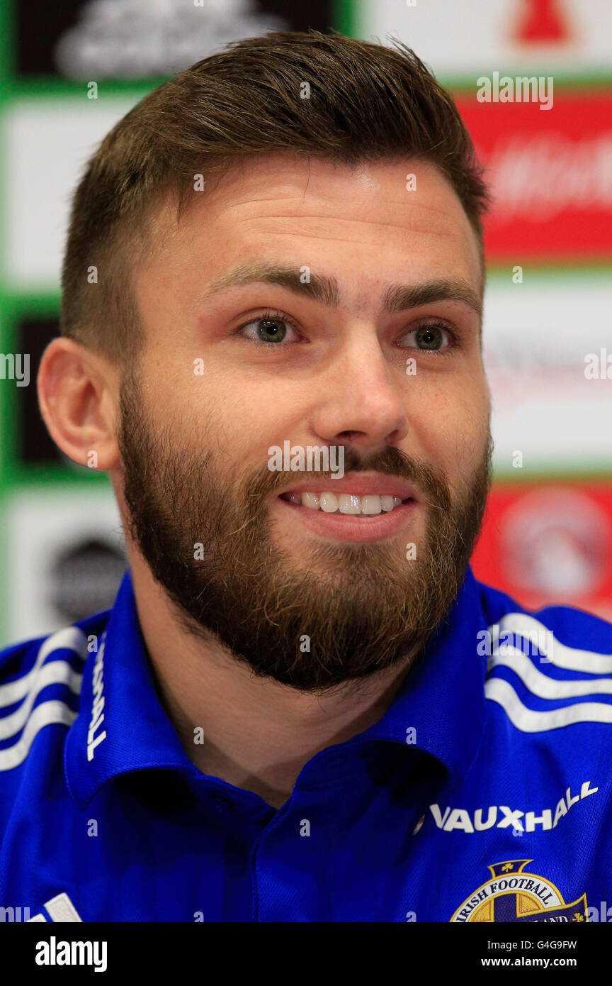 Northern Ireland's Stuart Dallas during a press conference at Saint ...