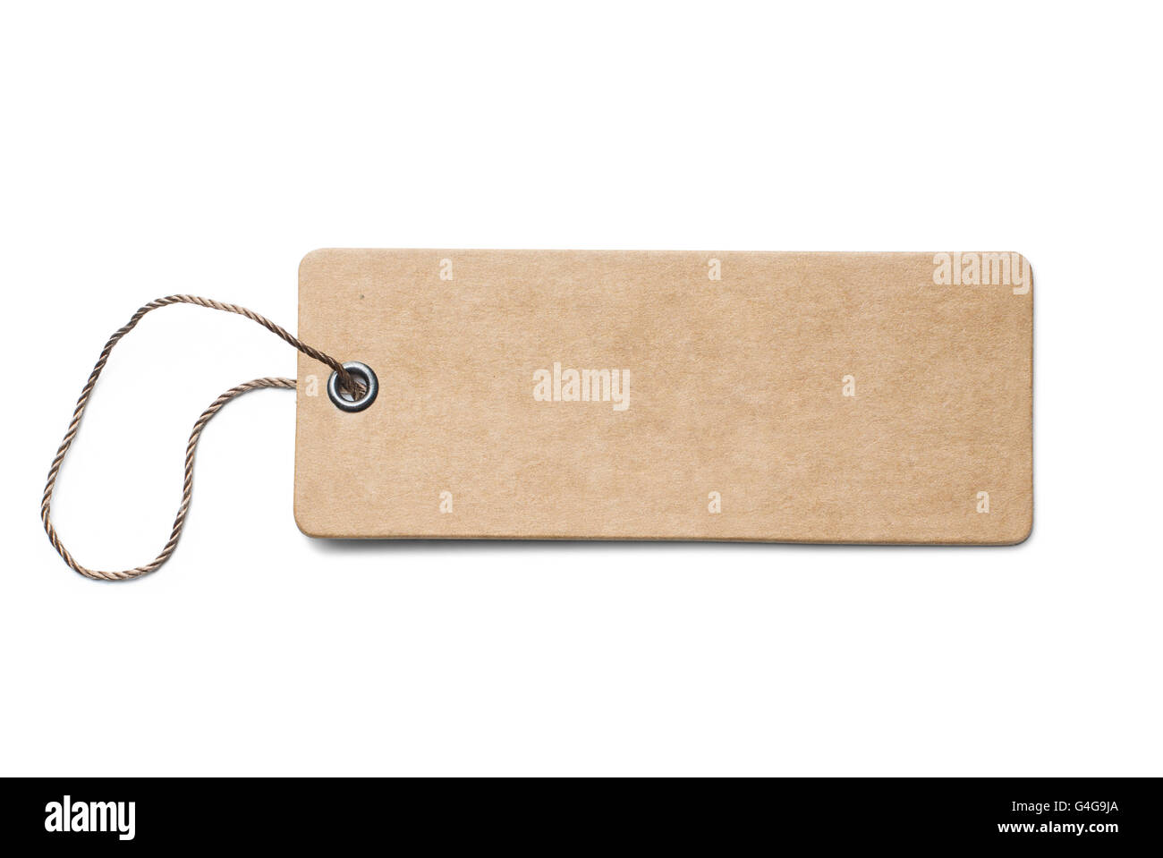 Blank brown cardboard price tag or label with thread isolated Stock ...