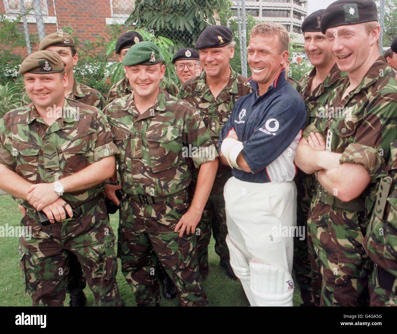 England Cricket Captain Alec Stewart meets soldiers from the British ...