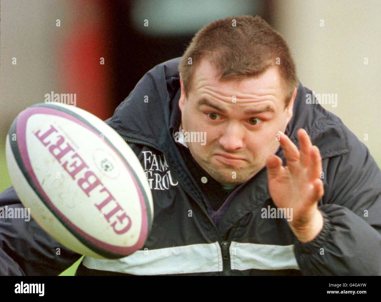 Dave Hilton (Bath prop) keeps his eye on the ball during training with ...
