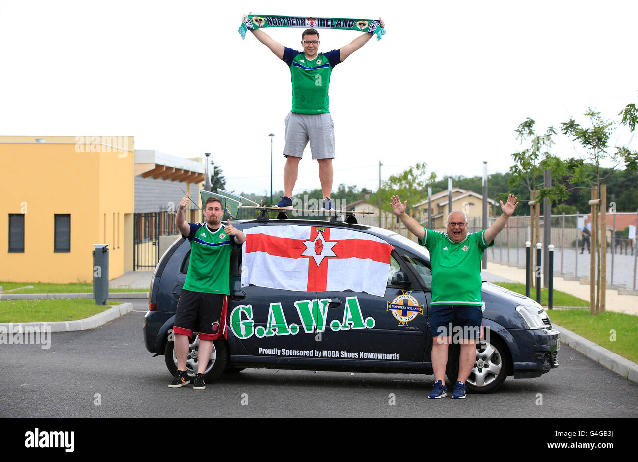 Northern Ireland football fans (left to right) Andy Bill, Anthony ...